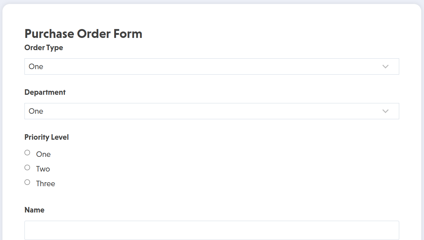 Purchase Order Form - Ninja Forms Templates